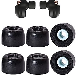 BLLQ Replecemnt Memory Foam Tips Compatible with Sony WF-1000XM4, Fit in Charging Case, Reducing Noise Earbuds Foam Ear Tips, 3 Pairs [Large Size] Foam Black L (Foam Tip XM4L)