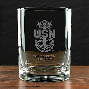 7.62 DESIGN Personalized U.S. Navy Master Chief Petty Officer 14 oz. Double Old Fashioned Glass