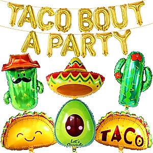 KatchOn, Huge 22 Pcs Taco Bout A Party Decorations - Cinco De Mayo Decorations | Taco Balloons, Mexican Balloons for Fiesta Party Decorations | Fiesta Balloons, Taco Party Decorations | Cactus Balloon