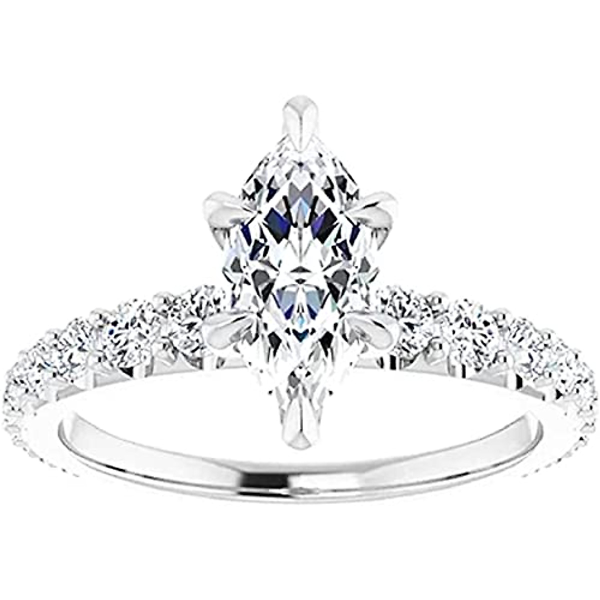 Moissanite World Dainty Intersecting Engagement Ring,Marquise Cut 2.00CT, Colorless Moissanite Ring, 925 Sterling Silver, Solitaire Engagement Ring, Wedding Ring (9)