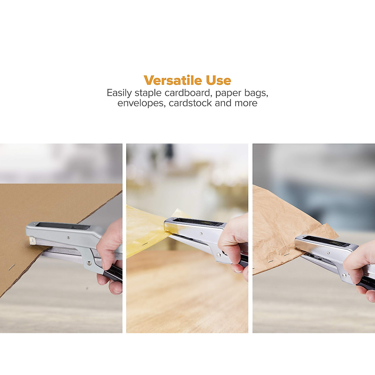 Bostitch Office Plier Stapler, 20 Sheet Capacity, EZ Squeeze Handle, Reduced Effort, No Jam Technology, Chrome