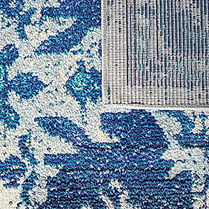 Safavieh Madison Collection 3' x 5' IvoryBlue MAD484A Boho Chic Medallion Distressed Non-Shedding Living Room Bedroom Entryway Accent Rug