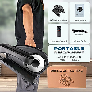 Leasbar Under Desk Elliptical Electric Foot Pedal Exerciser, Portable Elliptical Ellipse Leg Exerciser for Seniors, Quiet Compact Elliptical Exercise Machine with Remote Control