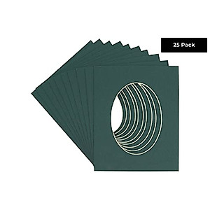 CountryArtHouse Forest Green Acid Free 20x27 Oval Picture Frame Mat with White Core Bevel Cut for 15x23 Pictures - Fits 20x27 Frame - Pack of 25 Matboards