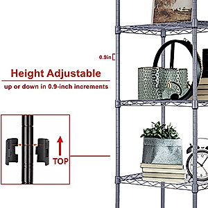 GIOTORENT 6-Tier Standing Shelving Metal Units, Adjustable Height Wire Shelf Display Rack for Laundry Bathroom Kitchen 16.6” x 11.6” x 63” (6-Tier-Down, Gray)