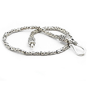 Blusilver 925 Sterling Silver Bizantine Chain Bracelet Handmade in Bali 2.0 mm (7.0 Inches)