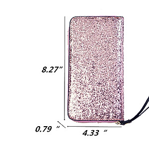 FuSi Sequined Wallet Casual 2-Fold Long Coin Purse for Gift (Black)