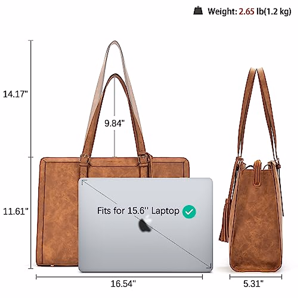 BOSTANTEN Laptop Tote Bag for Women Work Bag Professional 15.6 inch Leather Briefcase Business Office Purse Shoulder Bag