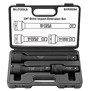 BILITOOLS 3/4 inch Drive Extension Set Impact Grade Socket Ratchet Extension Bar Set 4", 6", 10"