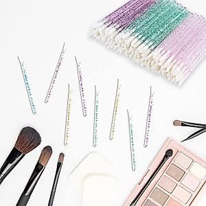 300PCS Glitter Crystal Lip Brush, Disposable Crystal Lip Brushes Tool Kits Lip Gloss Applicators Make Up Lipstick Gloss Wands Makeup Applicators Brushes Applicator tool Makeup Beauty Tool Kits 1