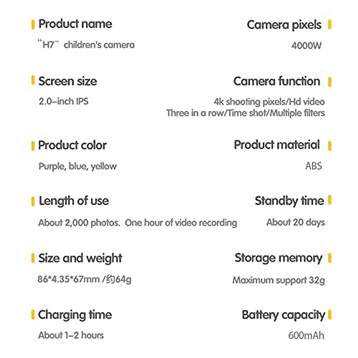 Cute Mini Selfie Camera 4000W Pixel Digital Toy for Boys Girls Students, Digital Camera Screen Kids Camcorde with Soft Lighting Eye Protection Christmas Birthday Festival Gift