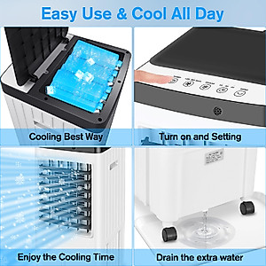 Portable Air Conditioners Windowless,2024 Upgraded Room Air Conditioners,3 IN 1 Swamp Cooler,Ac Unit with 3 Gal Water Tank,Timer,3 Speeds,70° Oscillation,Air Cooler for Room Kitchen Bedroom