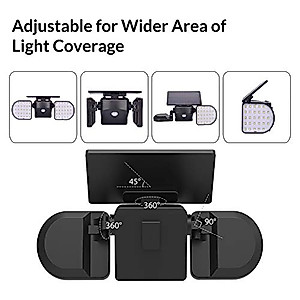 Neetto L601 56 LED Outdoor Solar Motion Sensor Security Lights, Wireless IP65 Water Rasistant Night Lights, Double Headed Adjustable, Spotlight, Security for Garage Garden Driveway Front Door Wall
