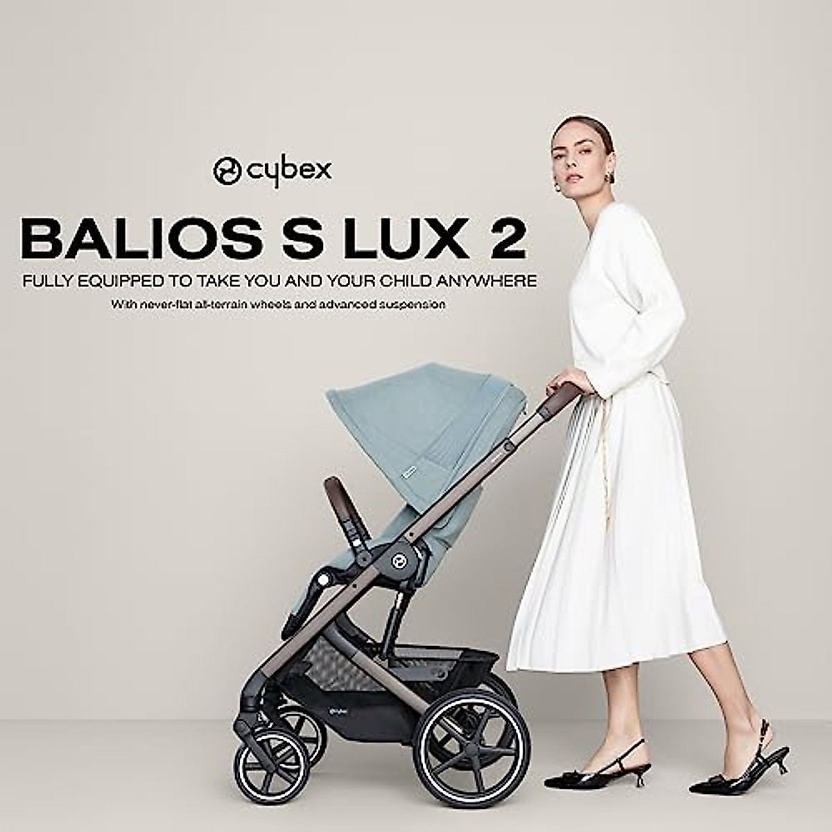 Cybex Balios S Lux Toddler and Baby Stroller with Reversible Seat, Unique One-Pull Harness, and Multiple Recline - Travel System Ready, with One Hand Fold, Silver Frame/Moon Black Seat