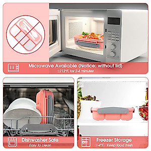 Korlon 30 Pcs Bento Box for Kids, 1300ML 4 Compartment Lunch Box Kids, Leakproof Lunch Containers for Adults with Various Accessories for Carrying Meals