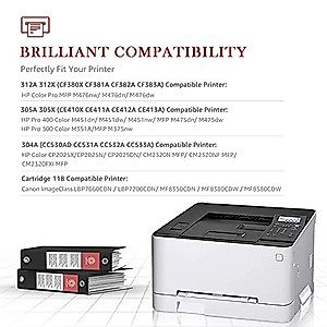 Toner Kingdom Remanufactured Toner Cartridge Replacement for HP 305 305A 305X 312 312A 312X for HP LaserJet Pro 400 300 Color MFP M451dn M451nw M475dn M476nw M476dw M351A M375nw toner Printer (4 Pack)