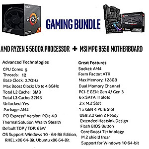 Micro Center AMD Ryzen 5 5600X Desktop Processor 6-core Up to 4.6GHz Unlocked with Wraith Stealth Cooler Bundle with MSI MPG B550 Gaming Plus ATX Gaming Motherboard (AMD AM4, DDR4, PCIe 4.0, M.2)