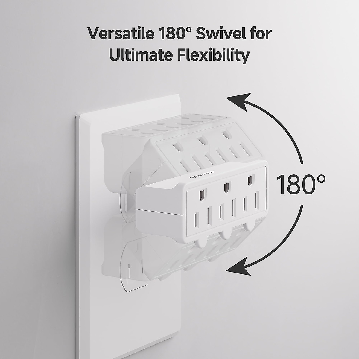 [UL Listed] Cable Matters 2-Pack 3 Outlet Grounded 180 Degree Swivel Wall Tap in White (Swivel Outlet, 3 Plug Outlet Adapter, Multi Plug Outlet, Outlet Extender)