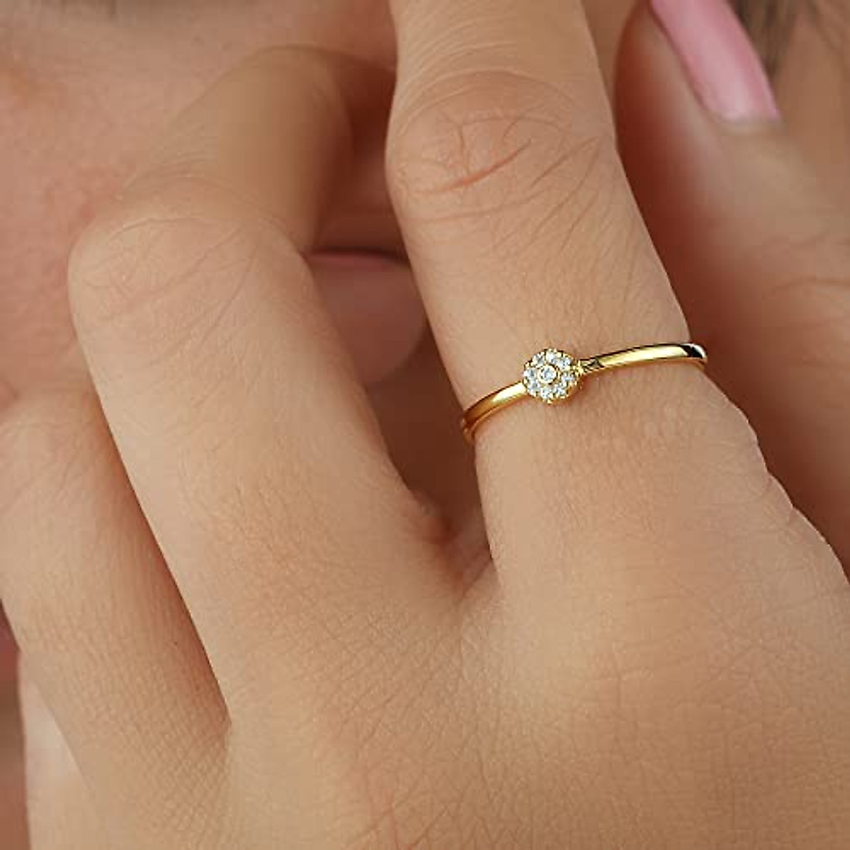 CARATRIO Engagement Rig for Women, 14k Solid Gold Lab grown Cluster Ring for wedding |Bridal gold ring promise ring |Jewellery Gift | Birthday Gift For Gold (4.5, White Gold)