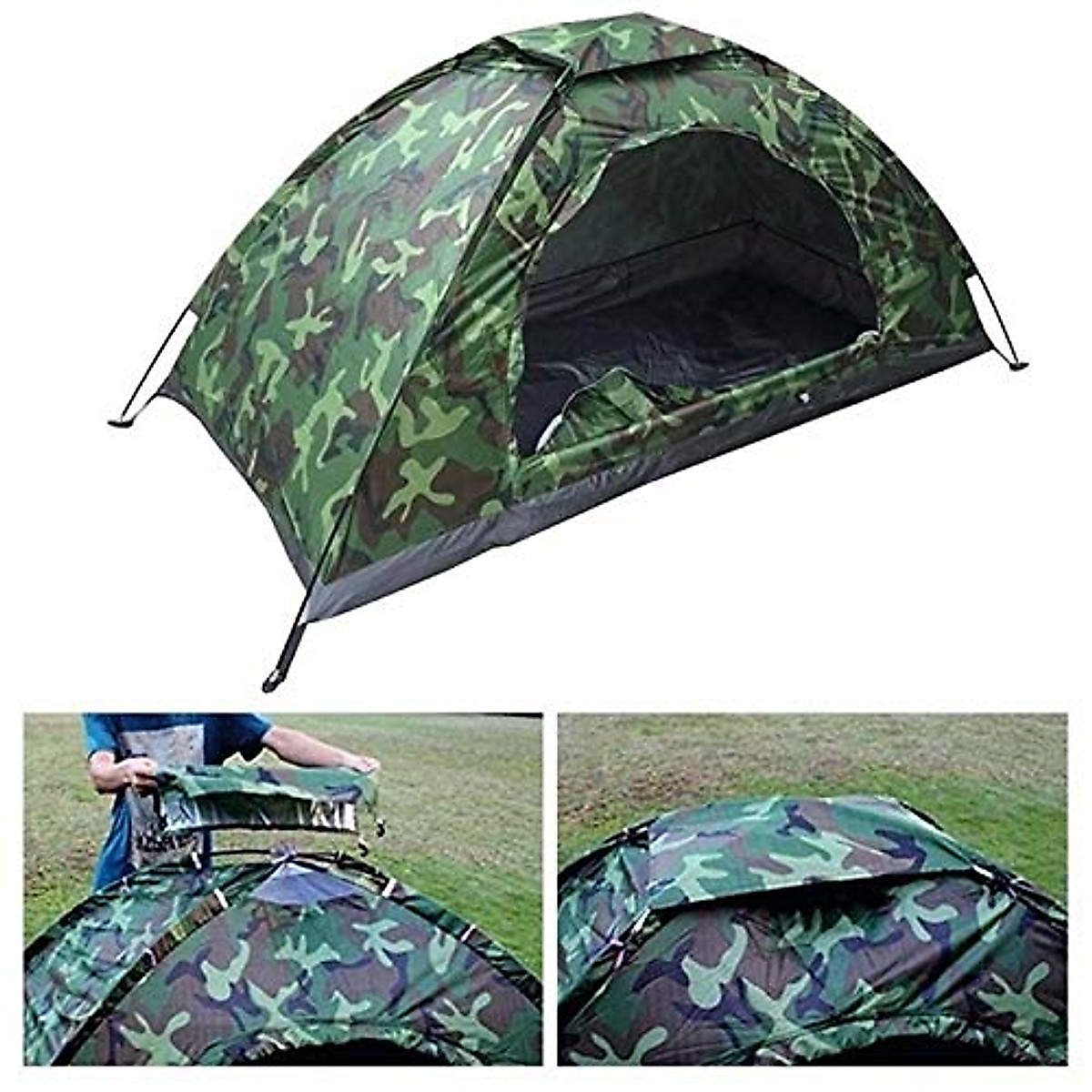 KVSERT 1 Person Portable Outdoor Camping Tent Outdoor Hiking Travel Camouflage Camping Napping Tent