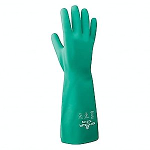 SHOWA 727-09 Nitrile Unlined Chemical Resistant Glove, Large (Pack of 12 Pairs),Light Green