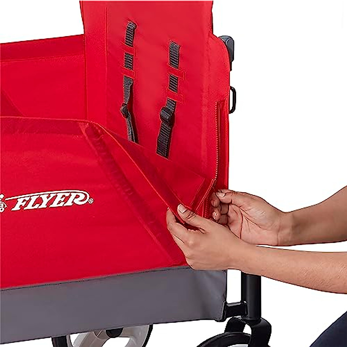 Radio Flyer Discovery Stroll 'N Wagon with Canopies, Folding Wagon with Single Recline Seat, for 1+ Years