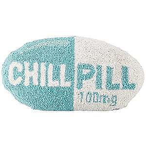 Peking Handicraft Chill Pill Hook Cotton Pillow, 16 inchesx9 inches, Turquoise