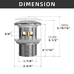 Ogonbrick Freestanding Tub Drain Pop-up Free Standing Bathtub Drain,Bathtub Drain Stopper for Stand Alone Soaking Tub Kit Assembly Anti-Rust Copper Polished Chrome