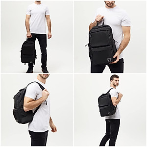 TALMONT Travel Laptop backpack for Men Waterproof Carry-on backpack for School and College, Large Gym Back Packs Flight Approved Bag (Style 1 - Black)