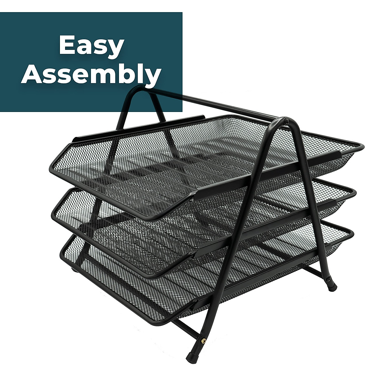 Greenco Letter Tray Desk Organizer, 3-Tier Mesh Paper Tray, Document, Letter, Office Paper Organizer, Black