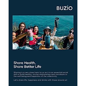 BUZIO 40oz Water Bottle, Stainless Steel Insulated Water Flask with Straw Lids, Canteen Metal Thermo Mug Hydro Cup Jug, Double Vacuum Hot Cold Water Bottles with Carrying Pouch, Indigo Black Gradient