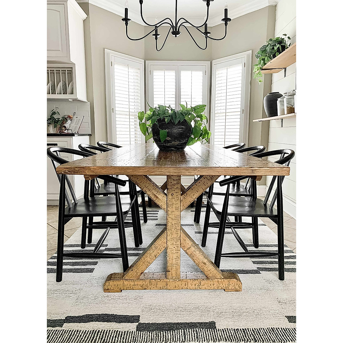 BoutiqueRugs Aibonito Hand Tufted Wool Natural Fiber Soft Large Area Rug - Modern Broken Stripe Carpet for Living Room, Bedroom, Dining Room - Black, Beige, Taupe - 8' x 10' (8x10 Area Rug)