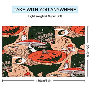 ZHIMI Beach Towels Oversized Halloween Black Cat Pumpkin Mushrooms Eyes Hand Bath Towel Pool Towels Microfiber Absorbent Sand Free Quick Dry Towels for Bathroom Gym Camping Women Men 31x51Inch