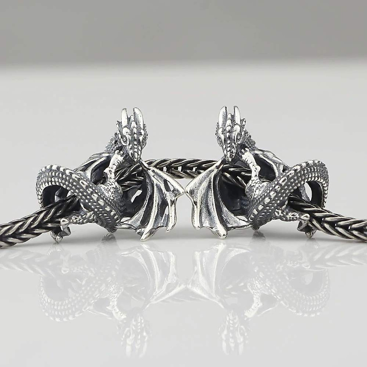 Fairytale Ice Fire Dragon Sterling Silver Charm Bead For Pandora & Similar Charm Bracelets & Necklaces