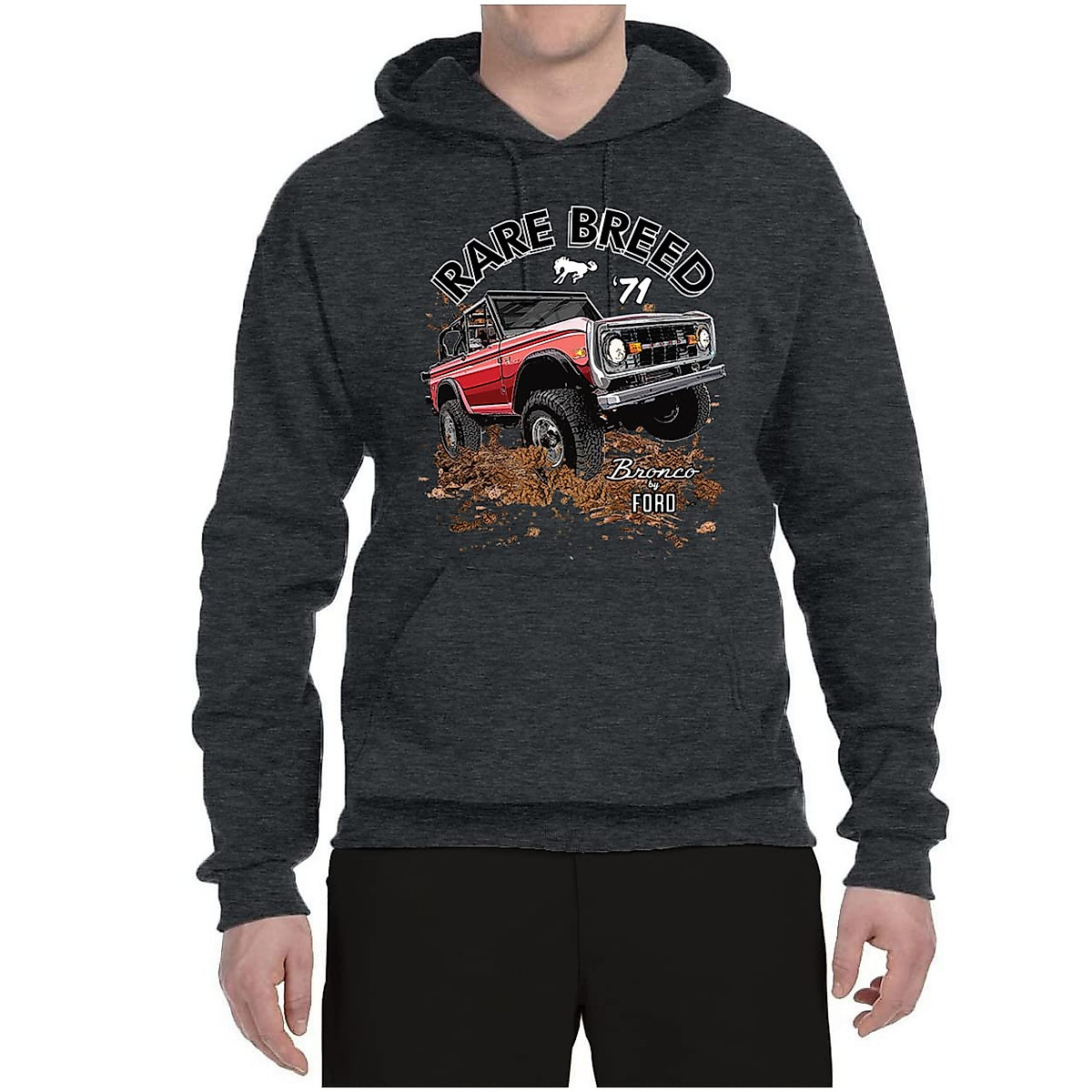 Wild Bobby Ford Rare Breed 71 Bronco Truck Classic Cars and Trucks Unisex Graphic Hoodie Sweatshirt, Heather Black, Large