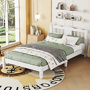 Bellemave Kids Twin Bed, Wooden Twin Platform Bed for Boys, Girls, Teens, Twin Size Bed Frames for Kids, White Twin Bed Frame, White