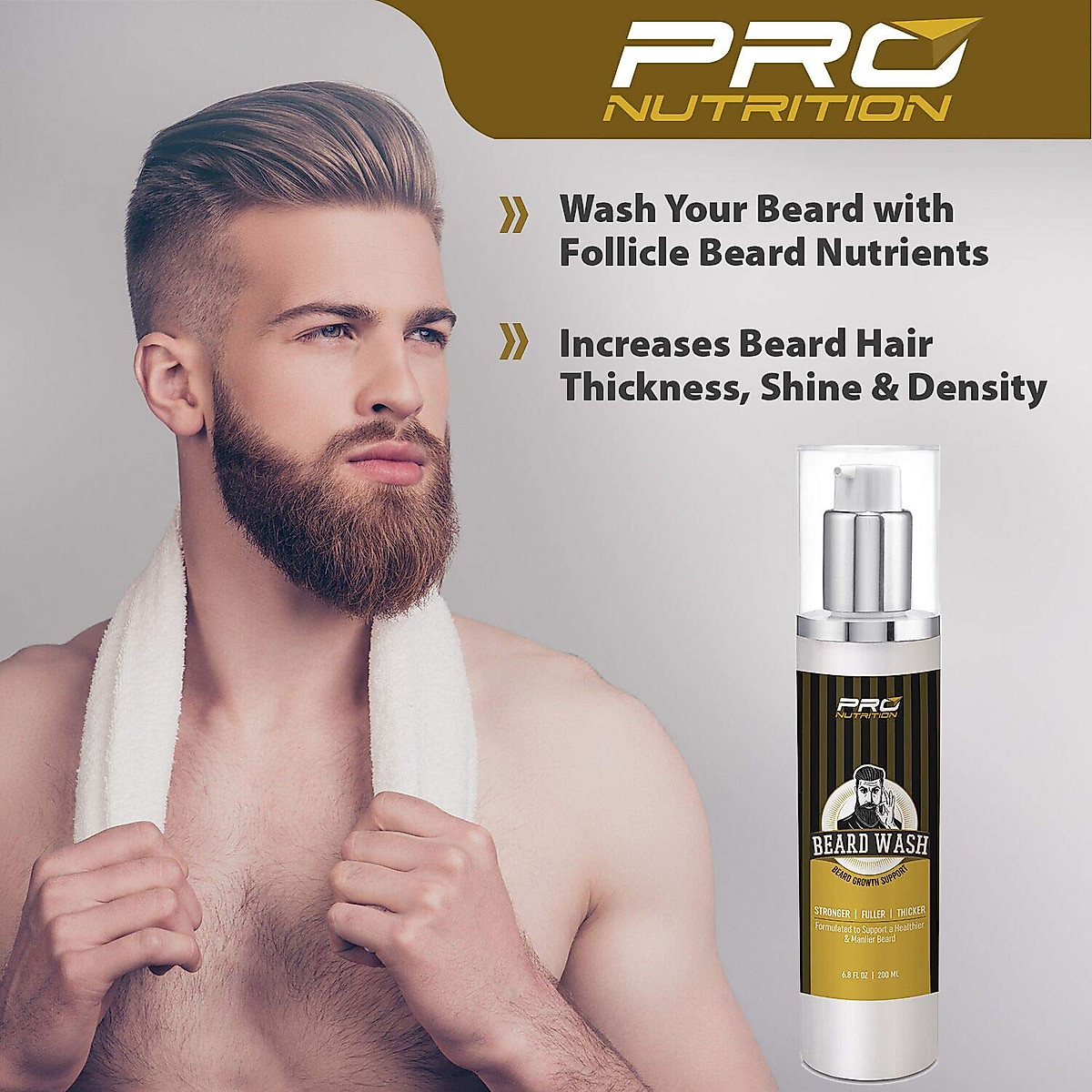 Beard Growth Shampoo & Wash- Stimulates & Repairs New Follicle Growth. Grow Stronger, Thicker, Fuller, Longer, Healthier Beard & Mustache Hair.