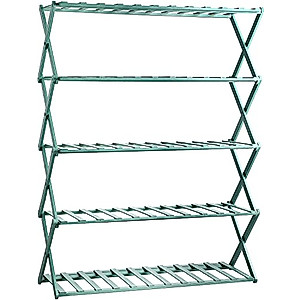 SAISN 5 Tier Wooden Shoe Rack Bamboo Shoes Storage Shelf Stackable Shoe Organizer Racks Multifunctional Free Standing Shoe Shelf Free Installation Foldable Shoe Stand for Entryway Hallway (Green)