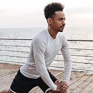 BALENNZ Long Sleeve Tee Shirts for Men - Moisture Wicking Quick Dry Long Sleeve Shirts UV Sun Protection T-Shirts for Men Fishing Running Workout Black, Dark Grey, Navy, White, Light Grey Large