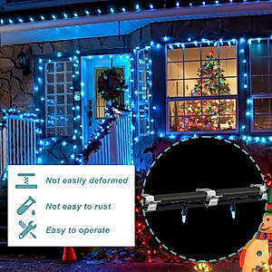 100 Pcs Metal Christmas Light Gutter Hooks， Xmas Light Gutter Hangers， Hanging Clips Outdoor Seasonal Lighting Hooks Holiday Light Clips Gutter Light Hangers Roof Hooks for Outside String Lights