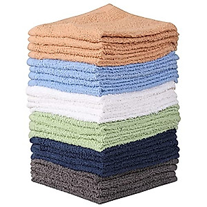 Towel and Linen Mart 100% Cotton - Wash Cloth Set - Pack of 24, Flannel Face Cloths, Highly Absorbent and Soft Feel Fingertip Towels (Multi)