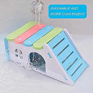 Yofunter Dwarf Hamster Toys Set for Hamster Cage Accessories - Gerbil Hideout and Houses,Fitness Circle Toy,Rainbow Bridage,Seasaw, Multi-colored