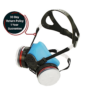 T-60 Half Face Respirator – ASTM Tested – Organic Vapor & Particulate Filtration – Paint Application, Woodworking, & Other Work Protection