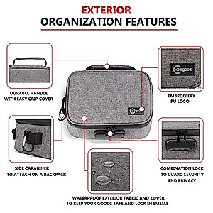 Egooz Large Smel Proof Storage Case with 3 Items - Waterproof Smell Proof Bags with Combination Lock for Home and Travel Use,Grey