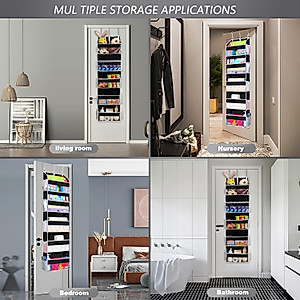 TAHAVICE 1 Pack Over The Door Storage Organizer with 5 Pockets 10 Mesh Side Pockets, 44 lbs Weight Capacity Door Hanging Organizers and Storage for Bedroom,Bathroom,Nursery,Pantry,Dorm(Black)