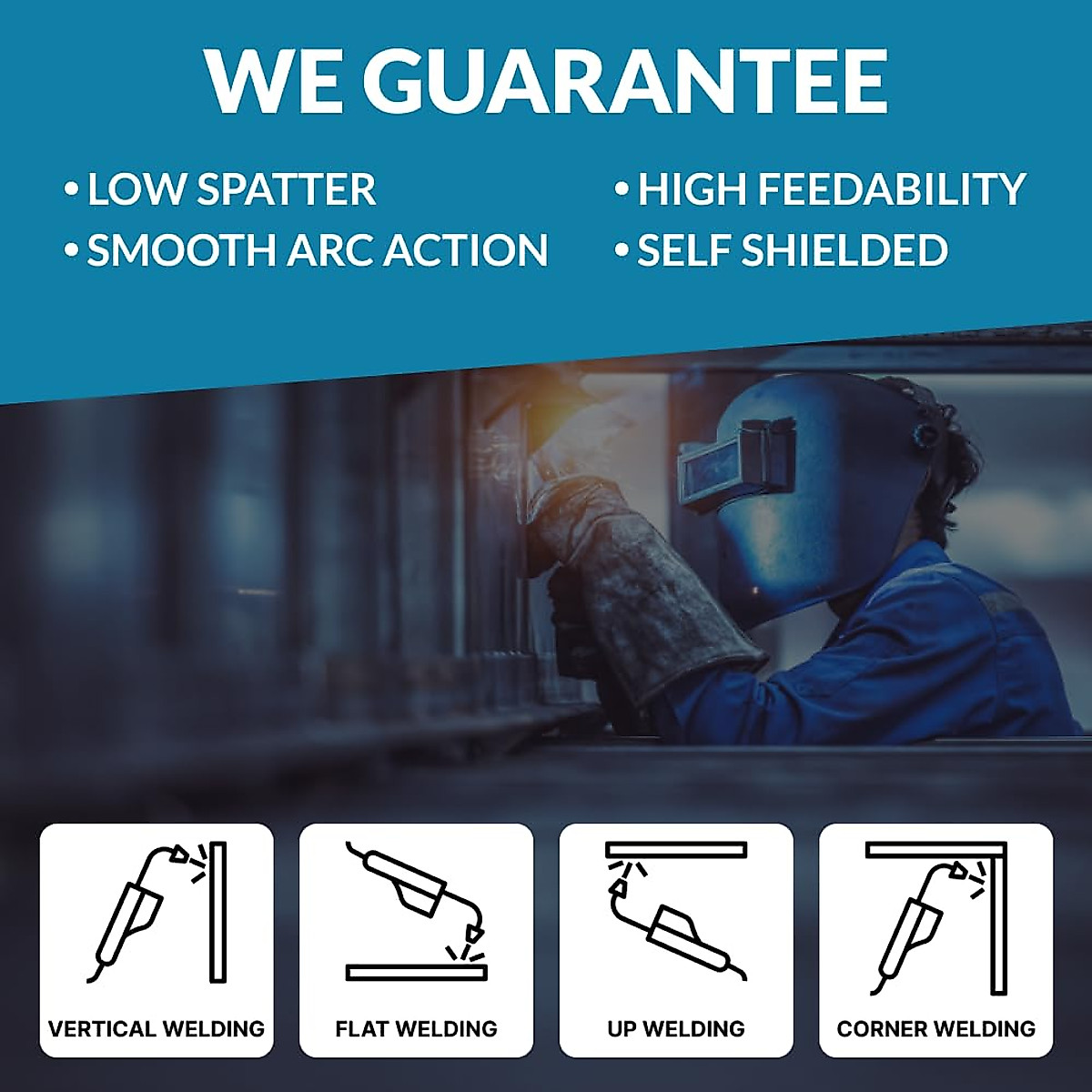 PGN Flux Core Welding Wire - E71T-11 .035 Inch, 10 Pound Spool - Gasless Mild Steel MIG Welding Wire with Low Splatter - For All Position Arc Welding