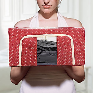 F.P.L Foldable Storage Bin Box Stackable Oxford Cloth Steel Frame Storage Bag Clothing Storage Containers Organizer for Clothes Beddings Towels(24L) (Red-2)