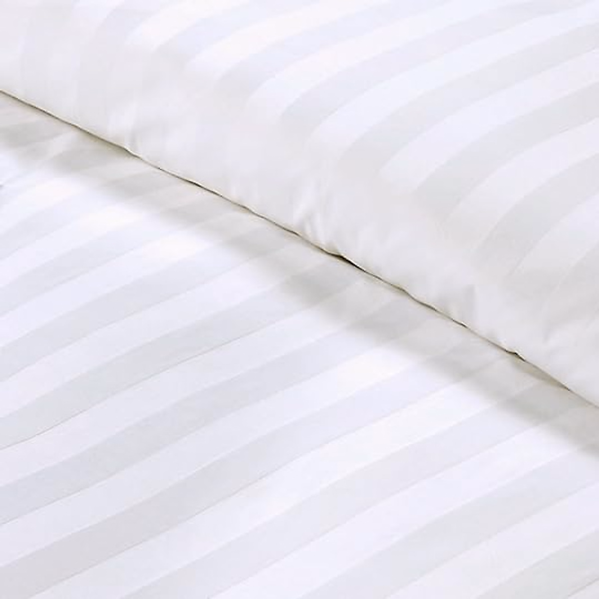 Amolavet Hotel Collection Duvet Cover King Size 100% Cotton Satin White Striped with Zipper Closer Comforter Cover King Size 3 Pcs Set 104x90 Inches (1 Duvet Cover & 2 Pillow Shams) King Quilt Cover