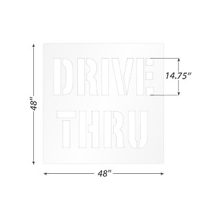 SmartSign 48 x 48 inches Drive Thru Reusable Stencil with 14.75" Letter Height, 63 Mil Plastic, Easy to Wash, for Fast Food Restaurants, Coffee Shops, Pharmacies, Banks, Car Washes, USA Made