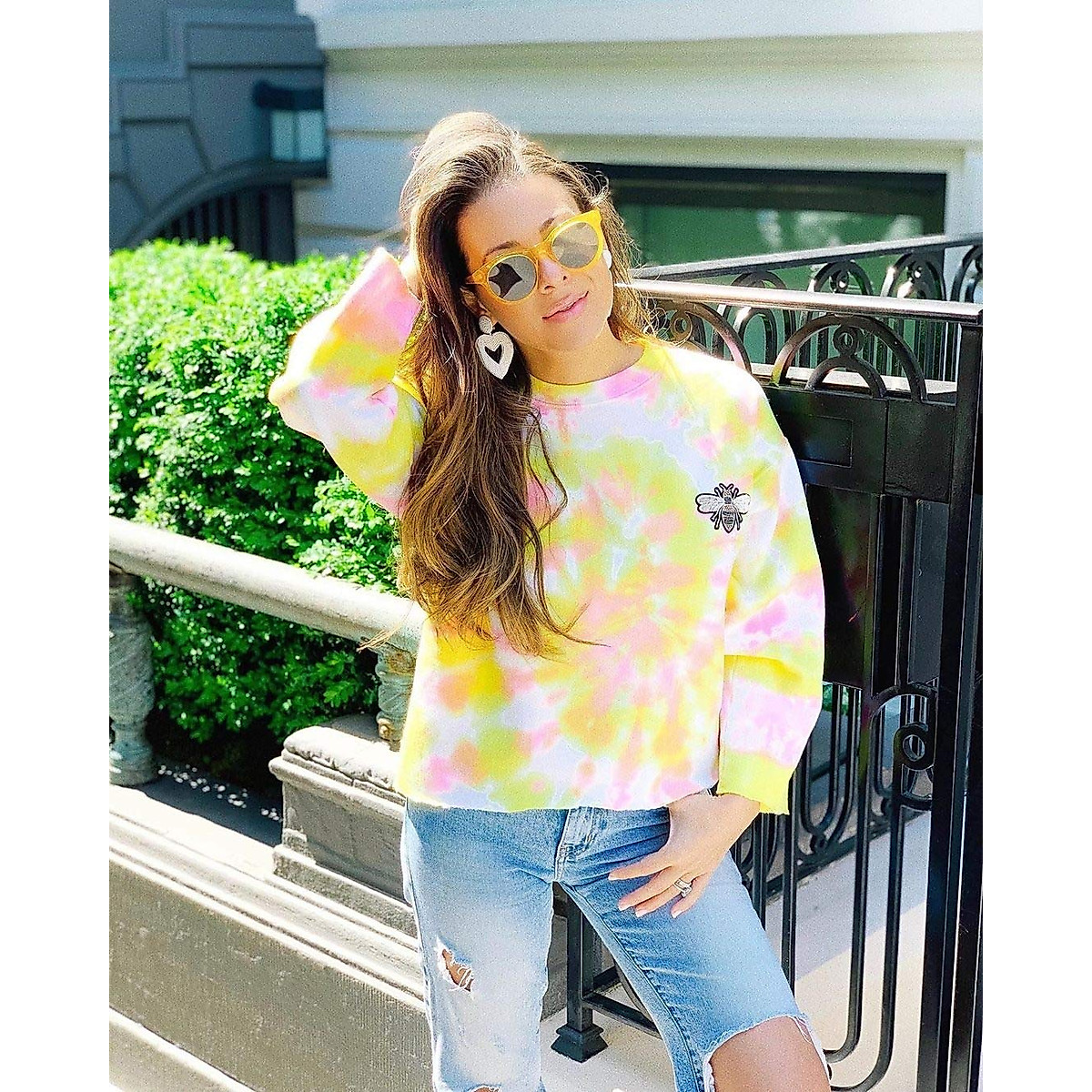 Statement Drop Earrings - Bohemian Beaded Big Heart Dangle Earrings Gift for Women